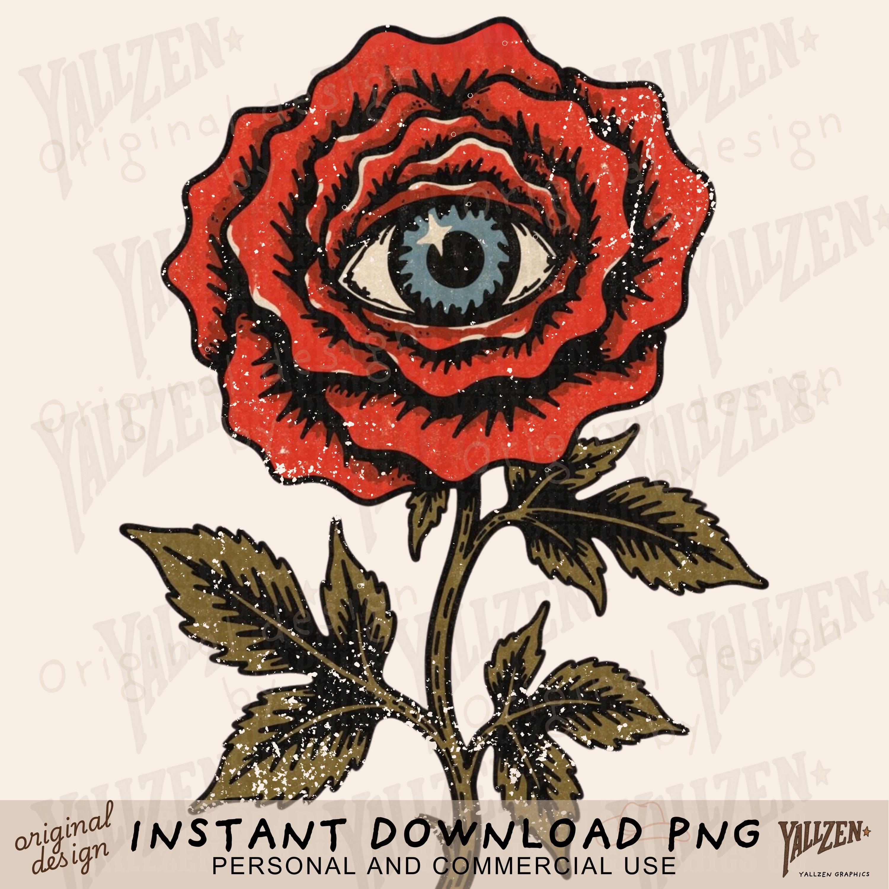 Eye Rose PNG Clipart, Traditional Tattoo Style Sublimation, Mystical ...