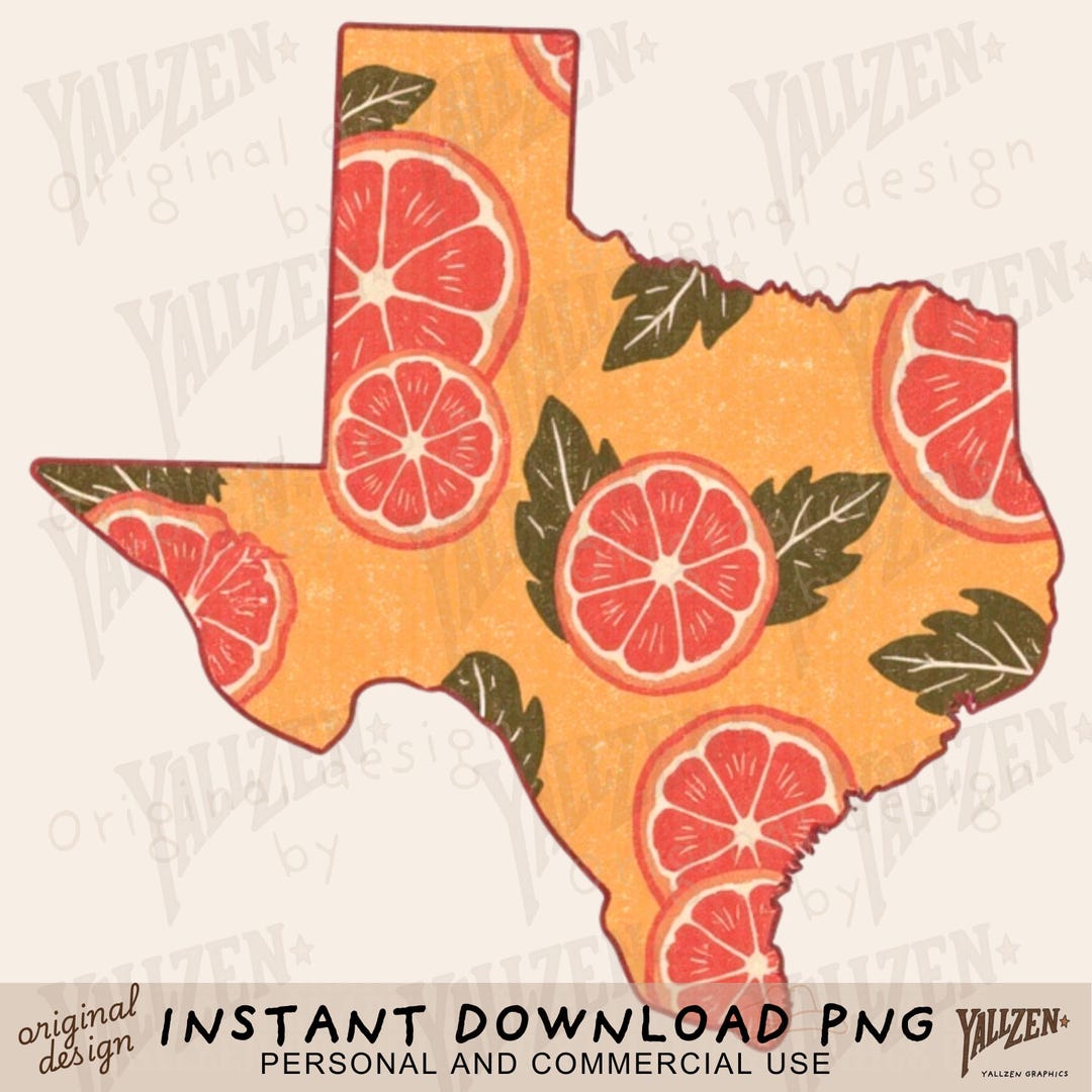 Texas Fruit Map PNG | Grapefruit Texas Clipart for Summer Sublimation ...