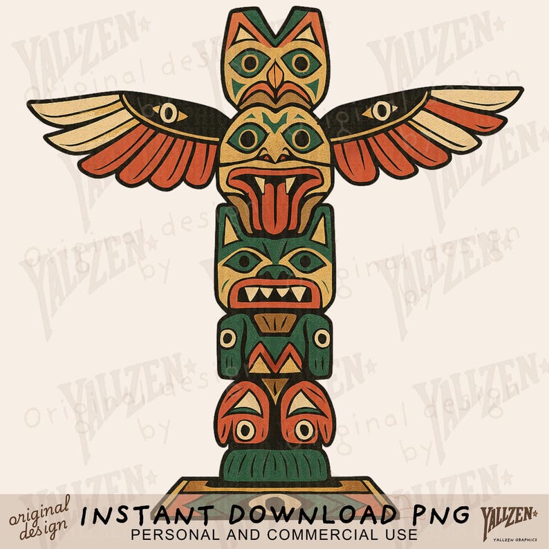 Totem Pole Clipart, Native American Digital Download, Tribal Art ...