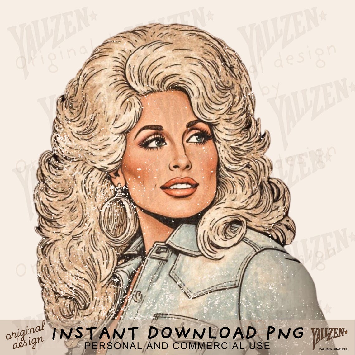 Dolly Retro Portrait PNG | Country Music Legend Clipart for T-shirts ...