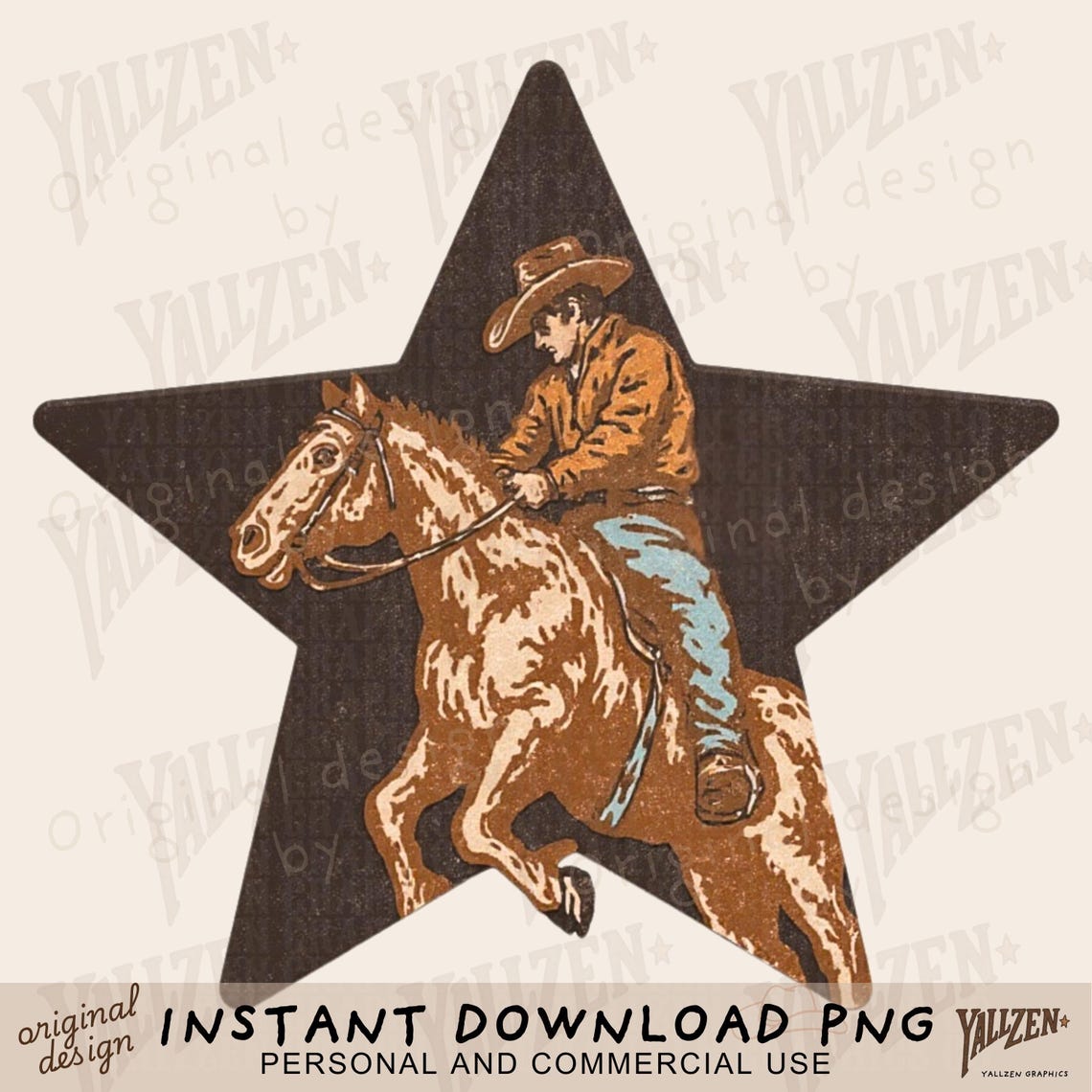 Western Cowboy Star PNG | Rodeo Rider Sublimation | Vintage Rustic ...