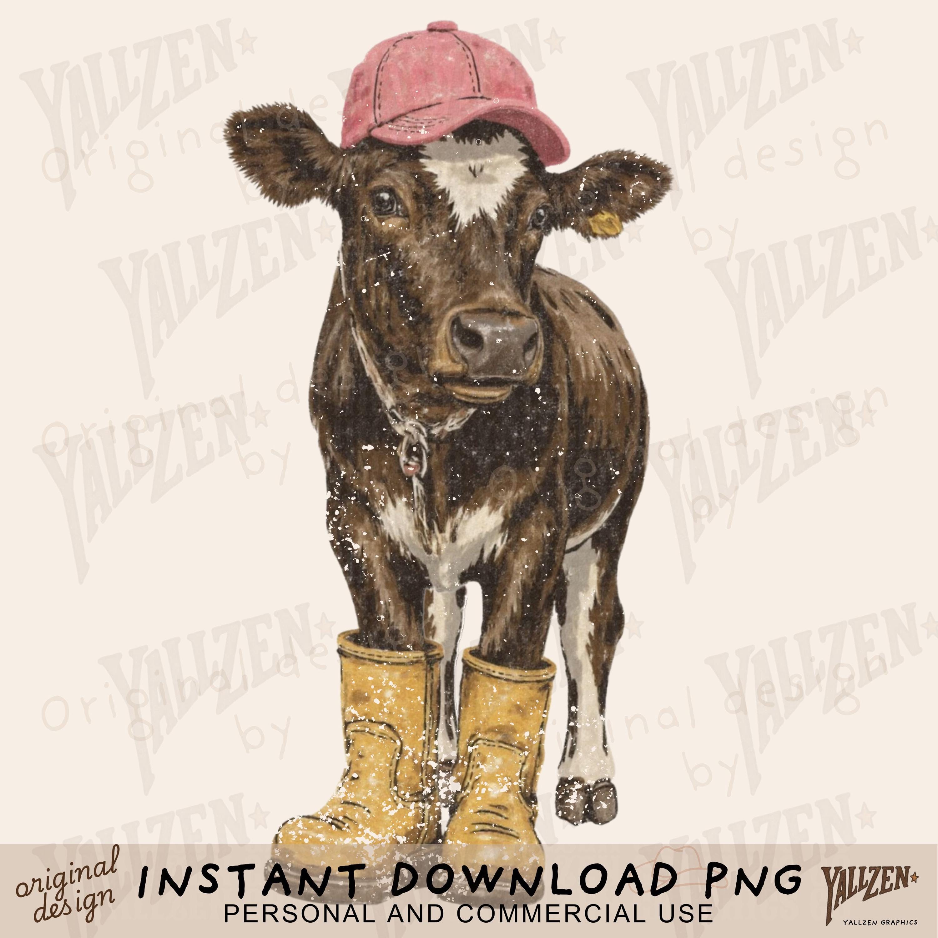 Farm Cow in Boots PNG | Country Cow Clipart | Rustic Farm Animal ...