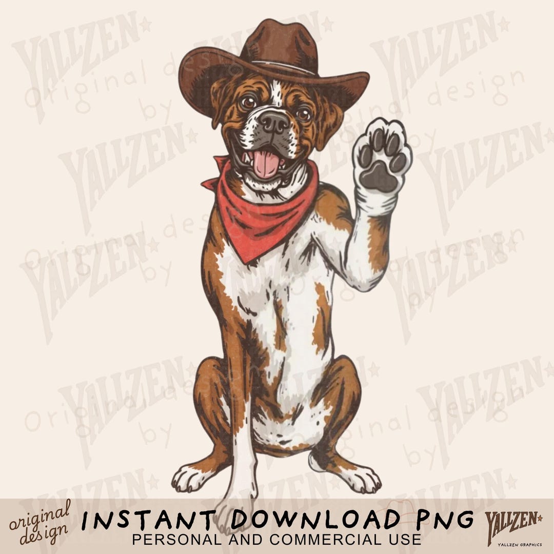 Boxer Dog PNG | Western Boxer Clipart | Distressed Country Digital ...