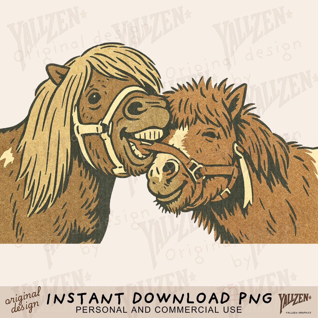 Vintage Pony PNG | Rustic Desert Farm Animal Clipart | Distressed Wild ...