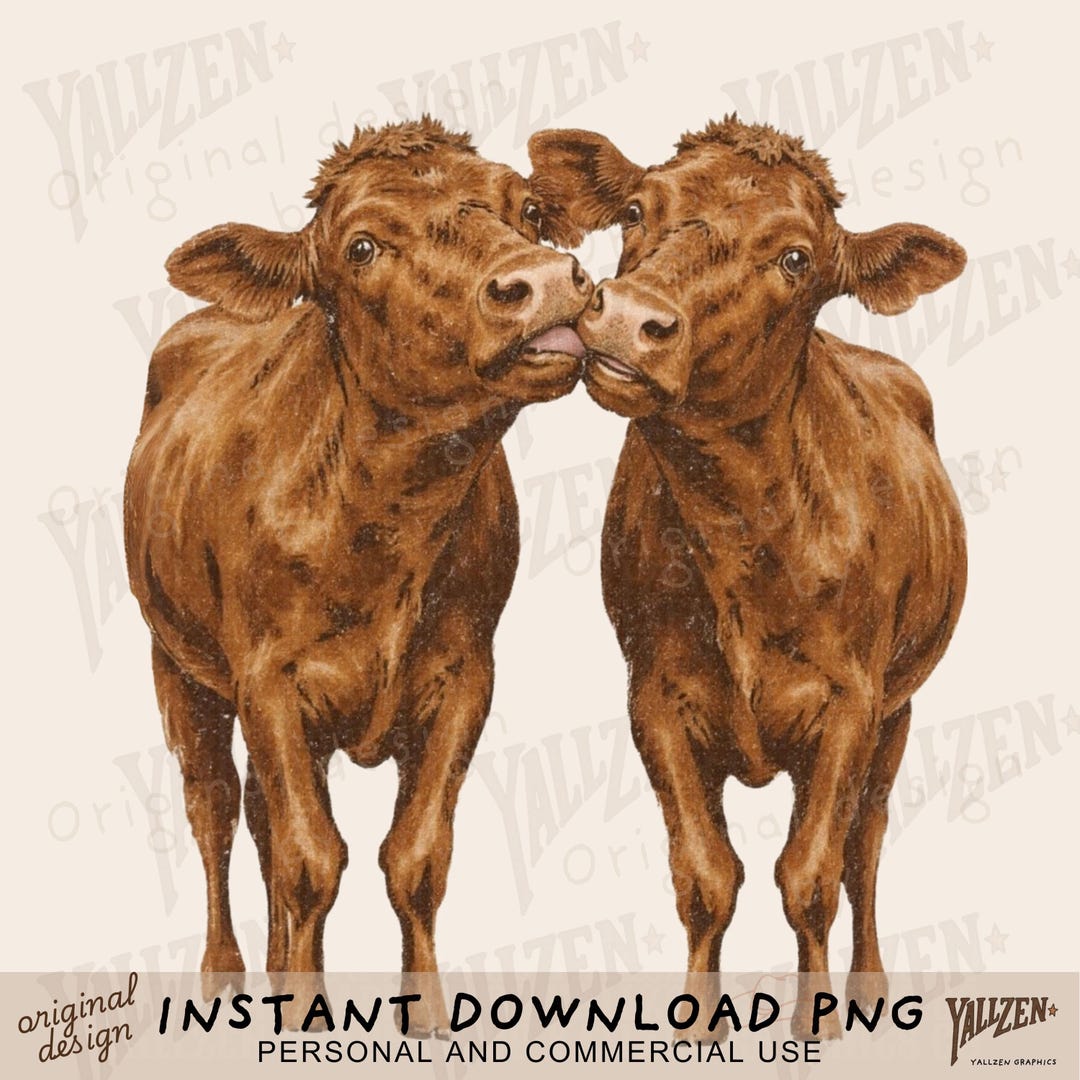 Farm Cows Besties PNG | Farmhouse Rustic Clipart | Distressed Country ...