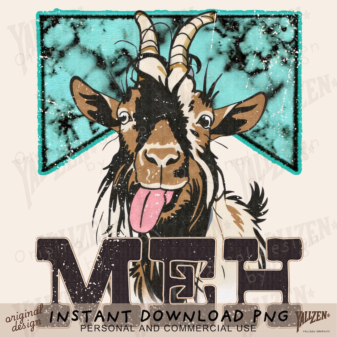 Western Goat Sublimation PNG - Teal Turquoise Marble Meh Goat Design ...
