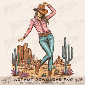 Cowgirl Dancing PNG, Western Country Girl Clipart, Rodeo Desert ...
