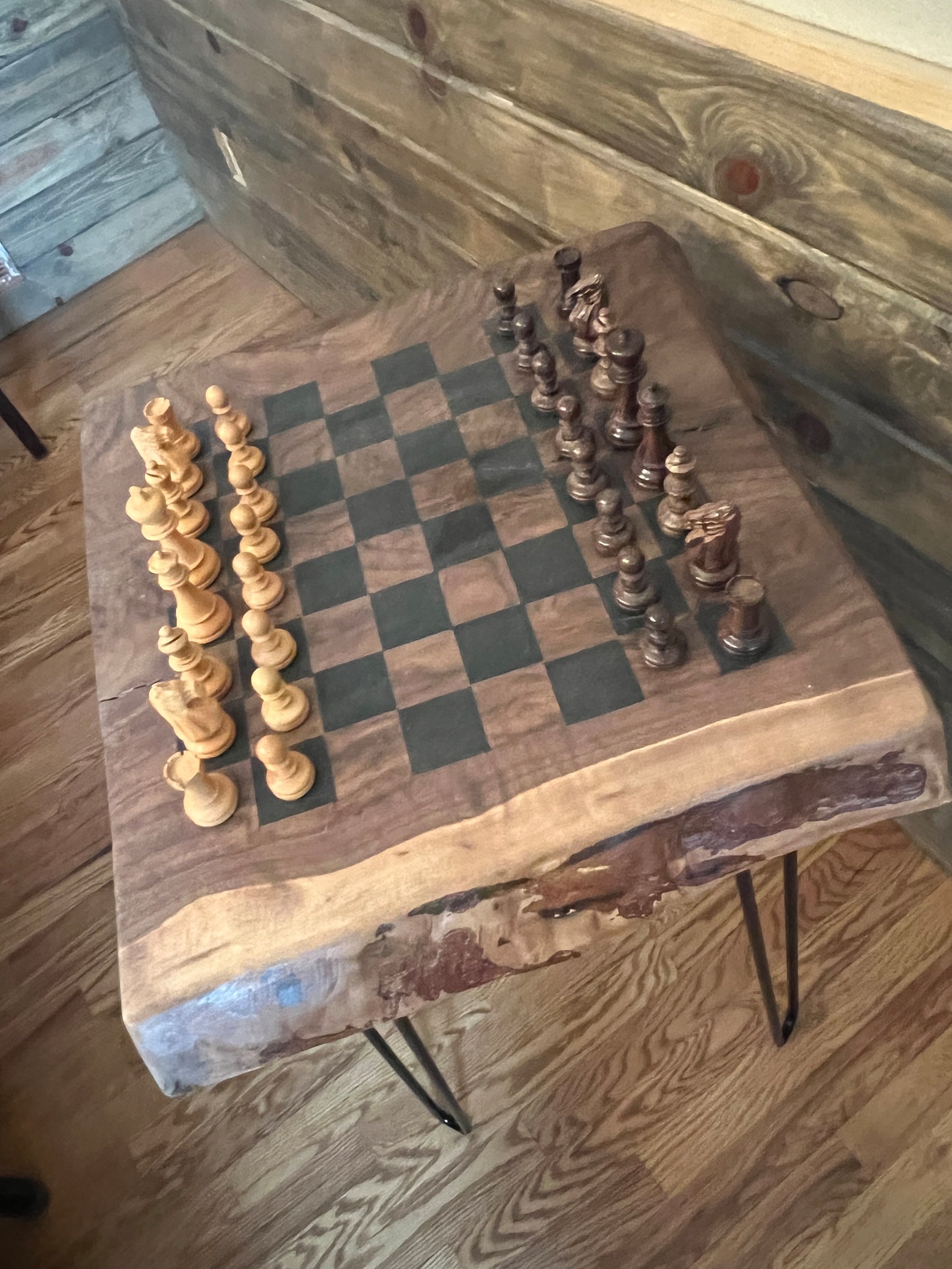 Walnut Live Edge Chess Table - Etsy