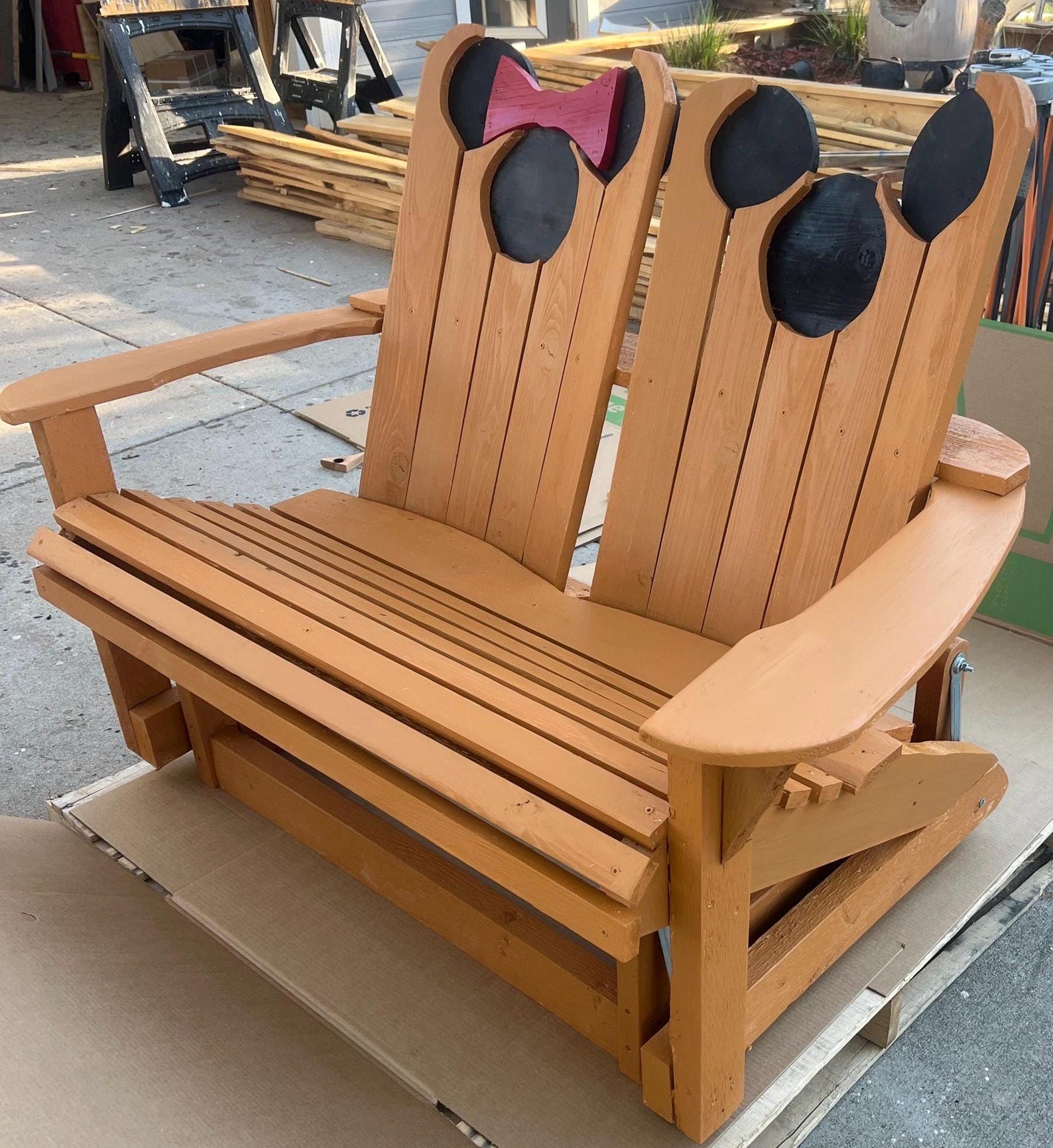 Mickey and Minnie Gliding Bench - Etsy