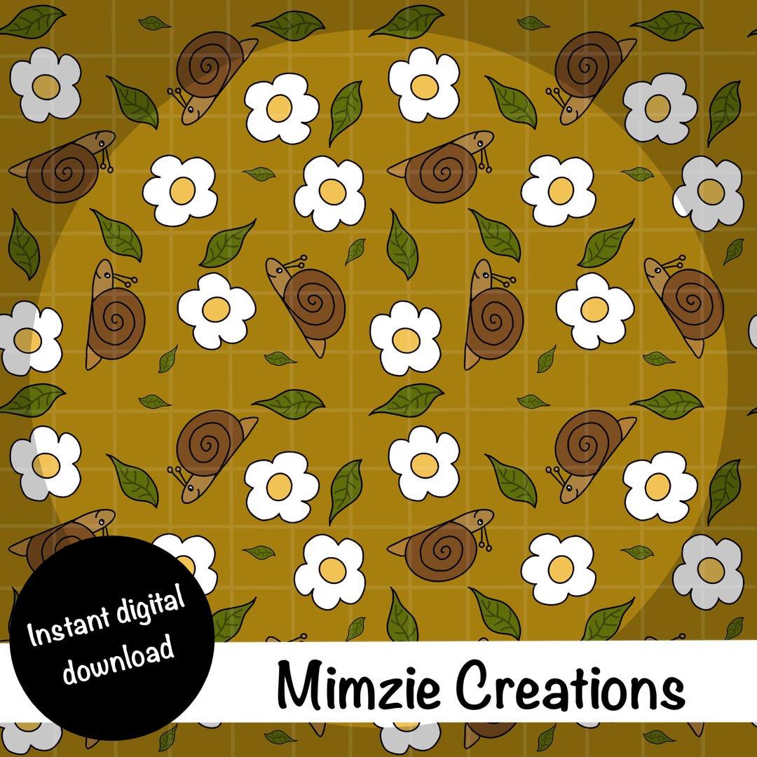 Garden Snail Mustard Seamless Pattern 300dpi PNG Instant Download ...