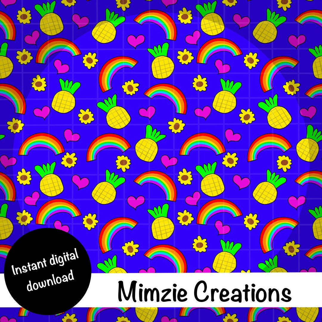 Summer Vibes Seamless Pattern: Blue Rainbow Kidcore PNG - Etsy
