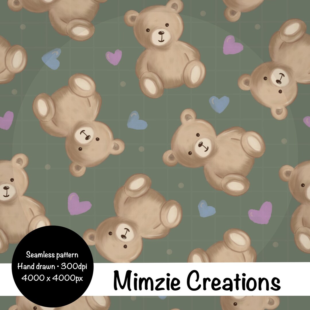 Traditional Teddy Bear Seamless Pattern Tile: Hand Drawn Nursery or ...