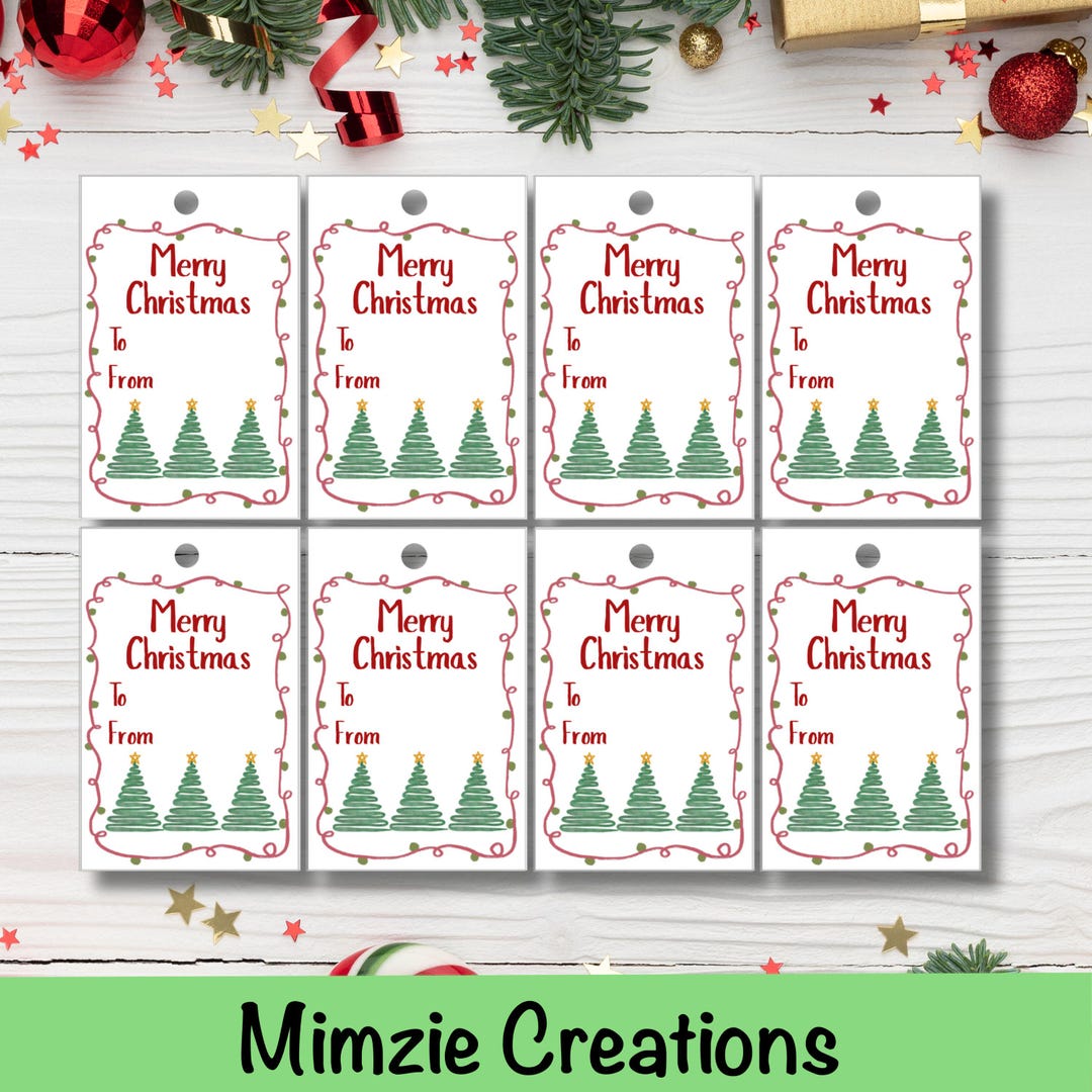 Christmas Gift Tags: Printable Present Labels With Red & Green Theme - Etsy