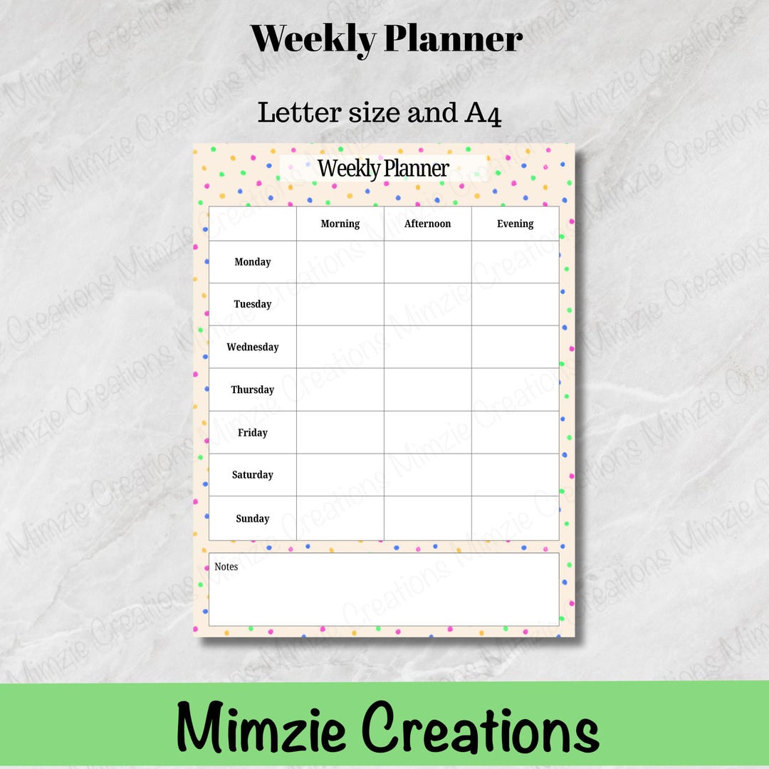 Simple Weekly Planner: Daily Routine Plan Printable - Etsy