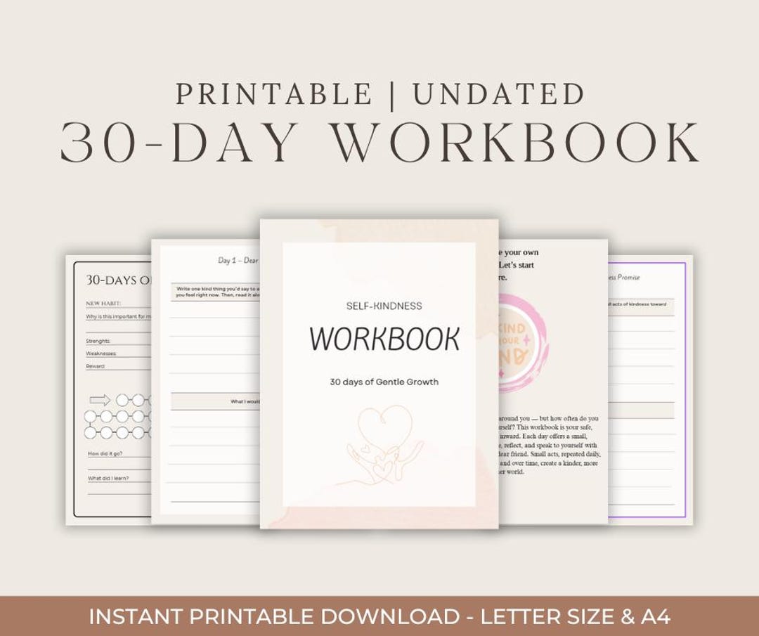 The Self-kindness Workbook | 30-day Self-care Journal | Printable ...