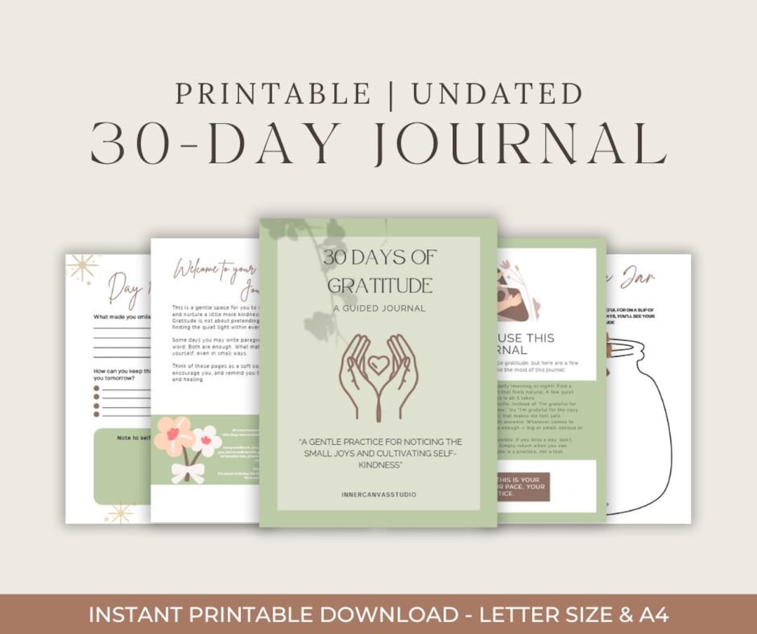 30-day Gratitude Journal | Printable Self-care Workbook - Etsy