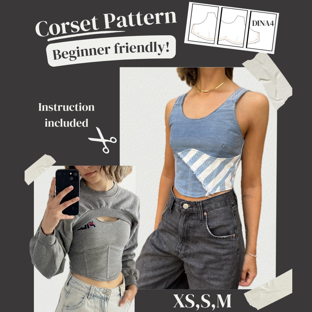 Sewing Pattern DIN A4 With Instruction, Corset Top, Beginner Friendly ...