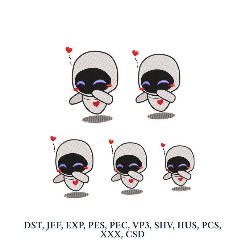 Valentine's Day Love Embroidery Design, Wall E and Eve Embroidery ...