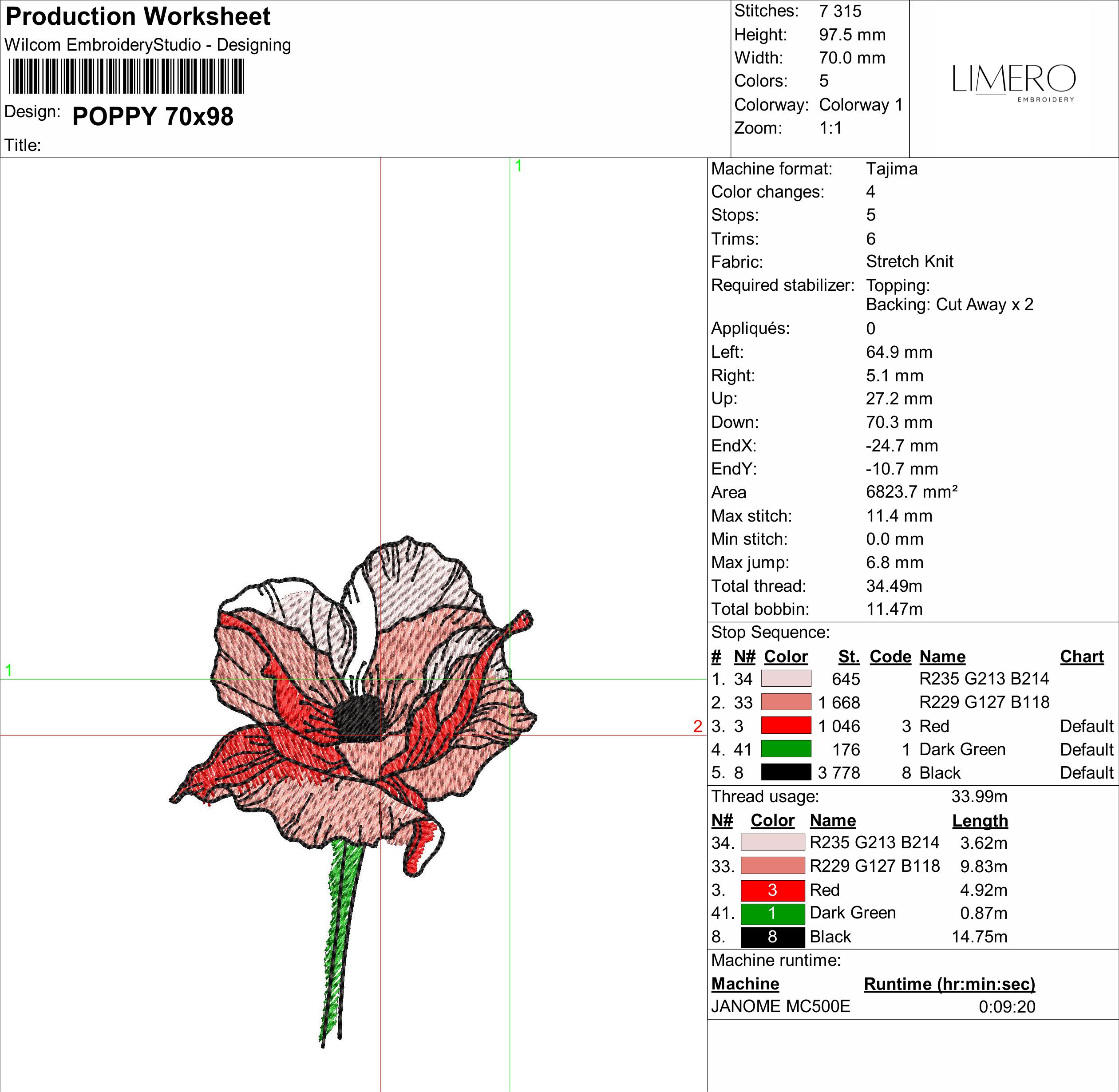 Poppy Embroidery Design, Floral Machine Embroidery Design, Flowers ...