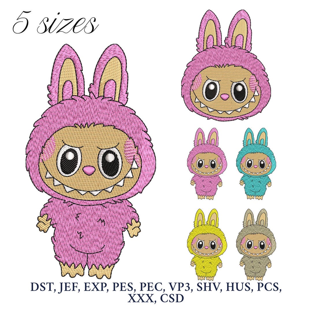 Labubu Embroidery Design, Creepy Toy Embroidery Machine File, Cute ...