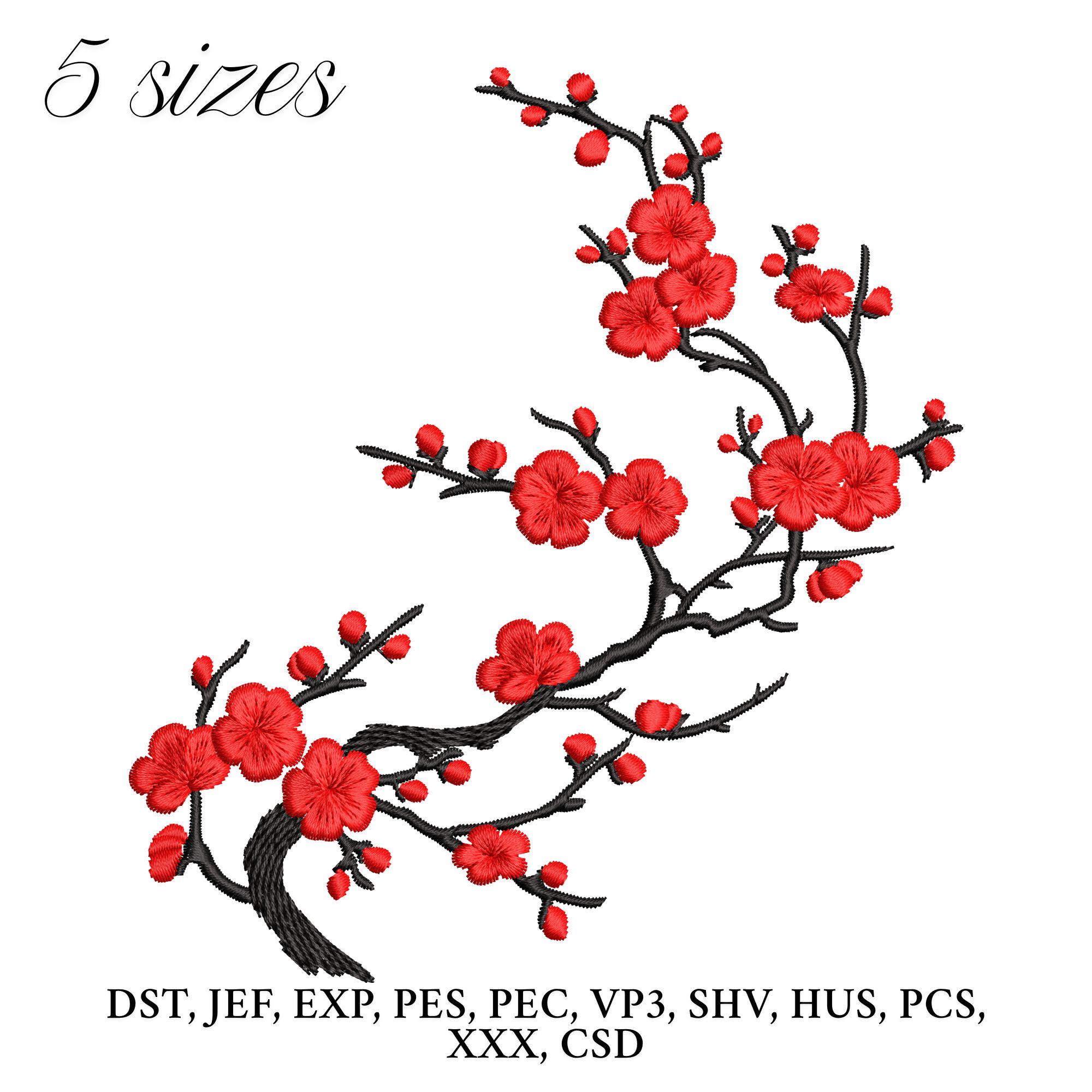 Cherry Blossom Embroidery Design, Sakura Machine Embroidery Design ...
