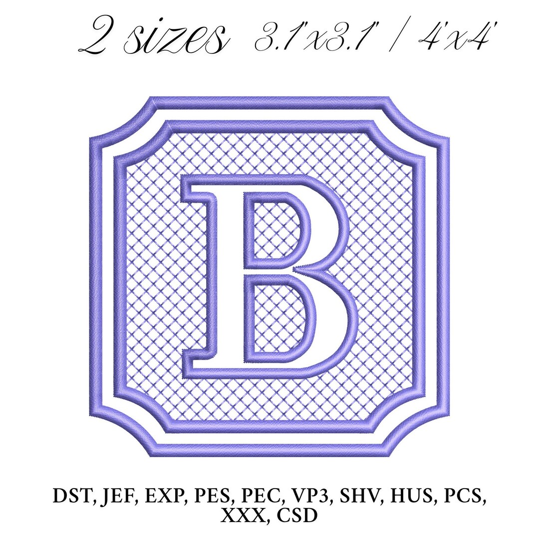 Embossed Monogram Font Embroidery Design A-Z, Monogram Embroidery ...