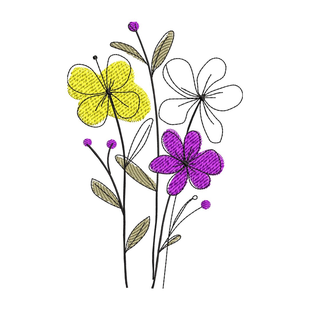 Flowers Embroidery Design, Floral Machine Embroidery Design, Digital ...