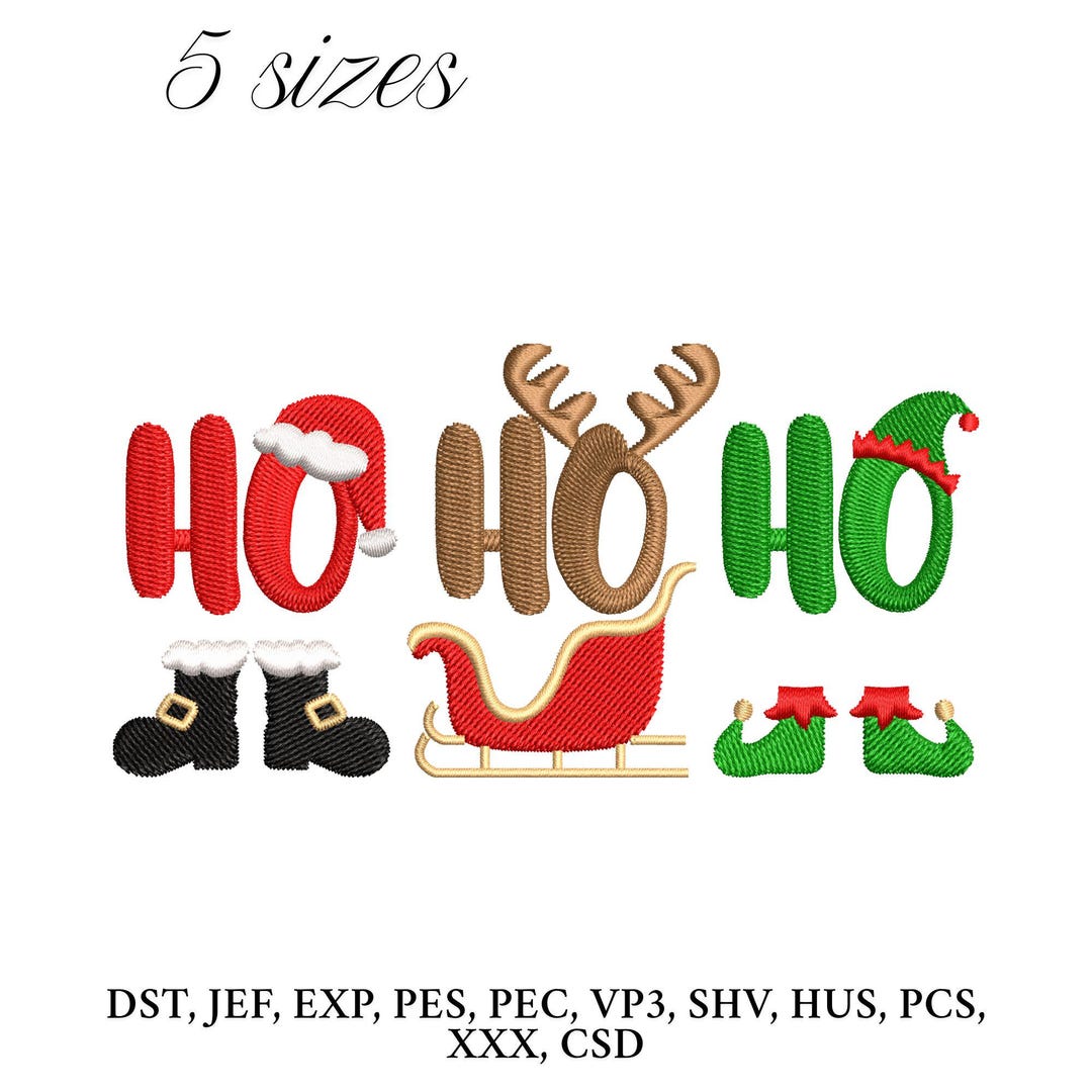 Christmas Ho Ho Ho Embroidery Design, Christmas Embroidery Machine File ...