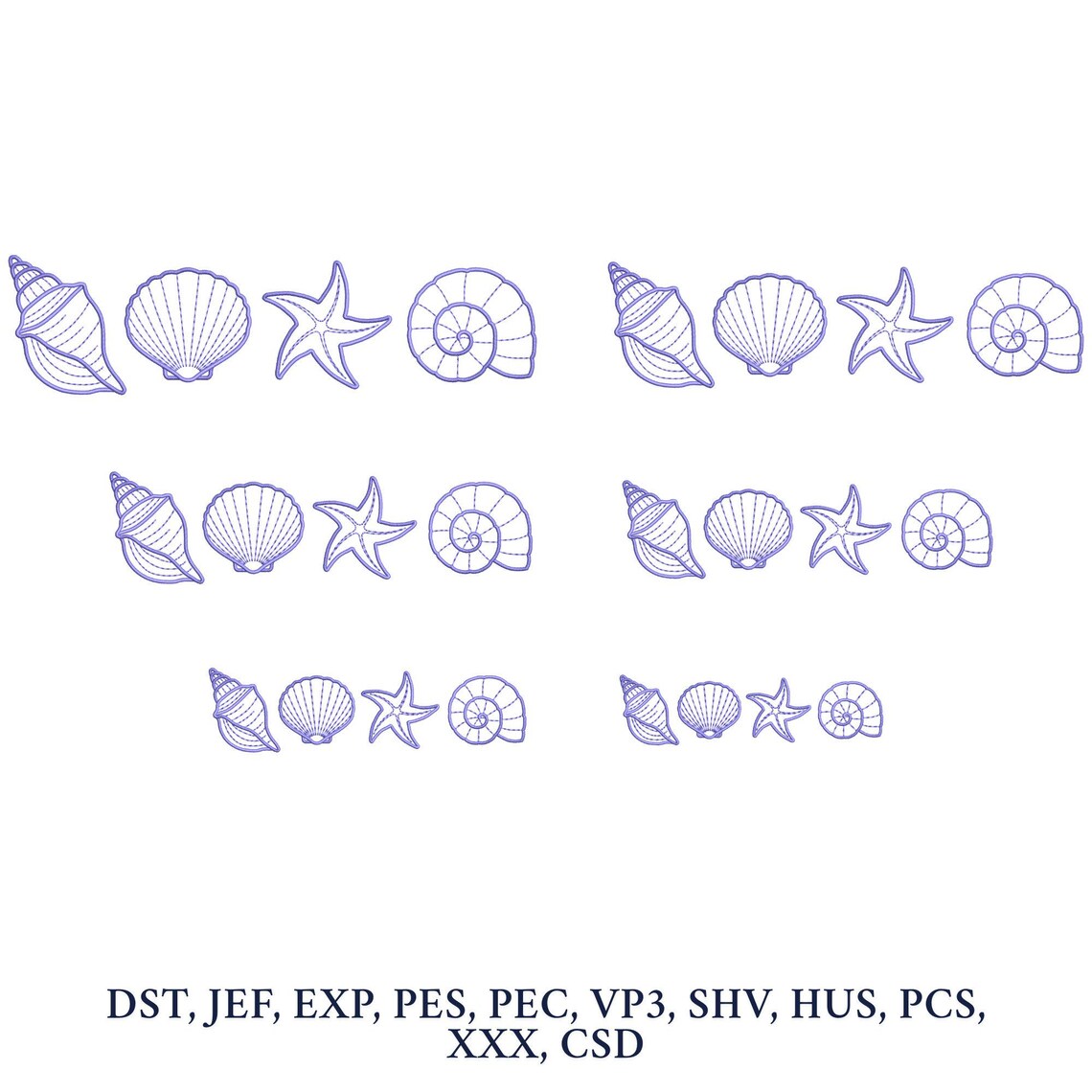 Sea Shells Embroidery Design, Mini Sea Shells Embroidery Machine File ...