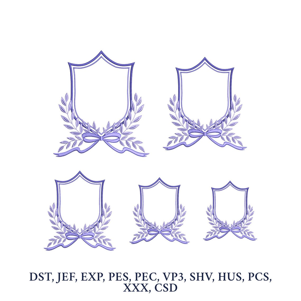 Monogram Bow Crest Frame Embroidery Design, Floral Embroidery Machine ...