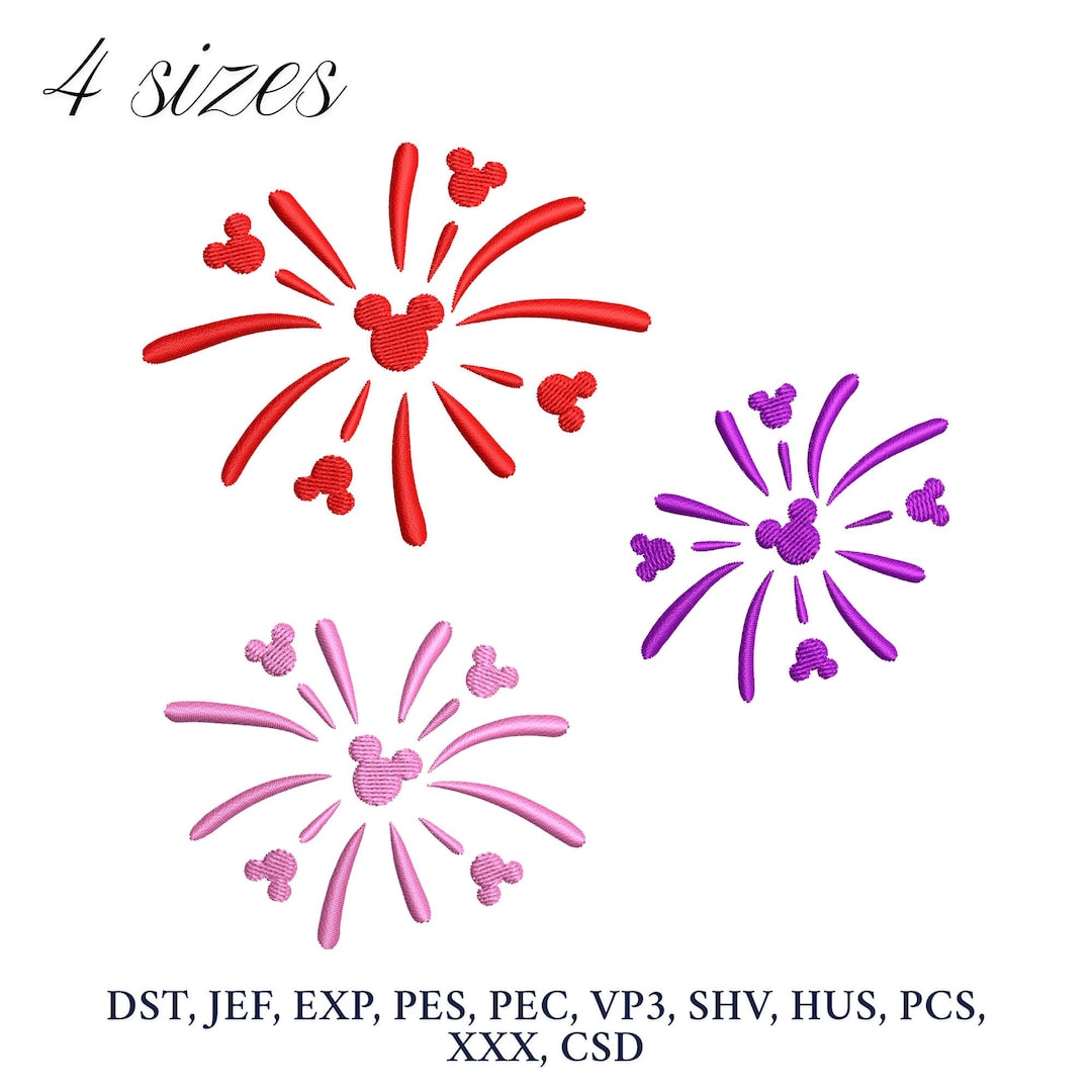 Fireworks With Mickey Embroidery Design, Disney Fireworks Embroidery ...