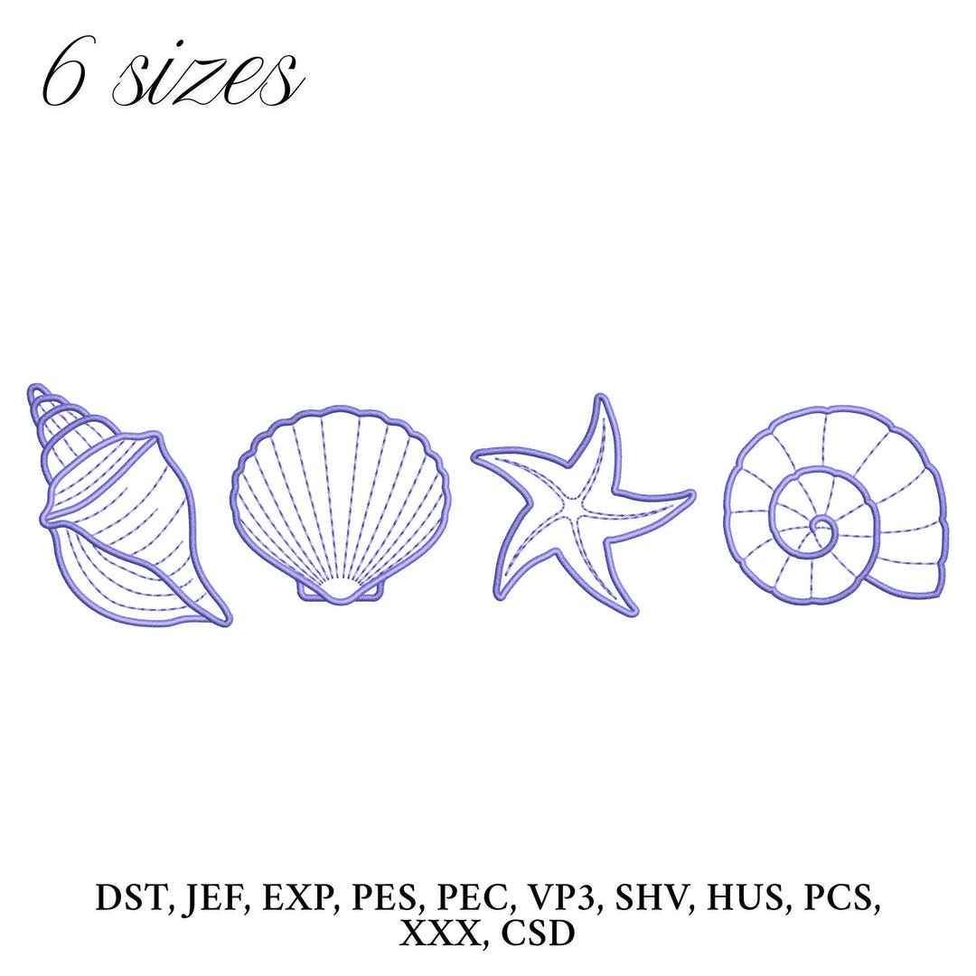 Sea Shells Embroidery Design, Mini Sea Shells Embroidery Machine File ...