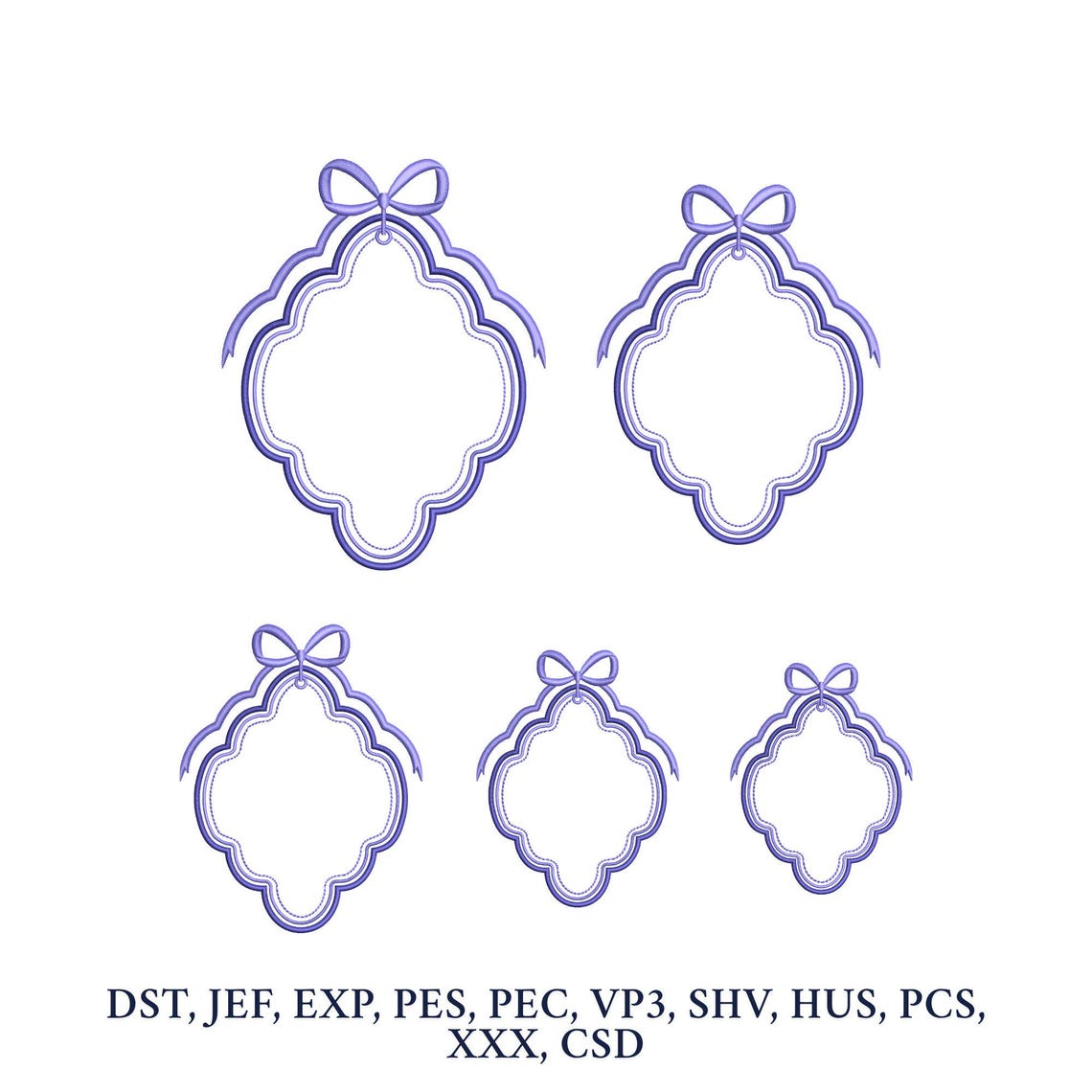 Monogram Bow Crest Frame Embroidery Design, Floral Embroidery Machine ...