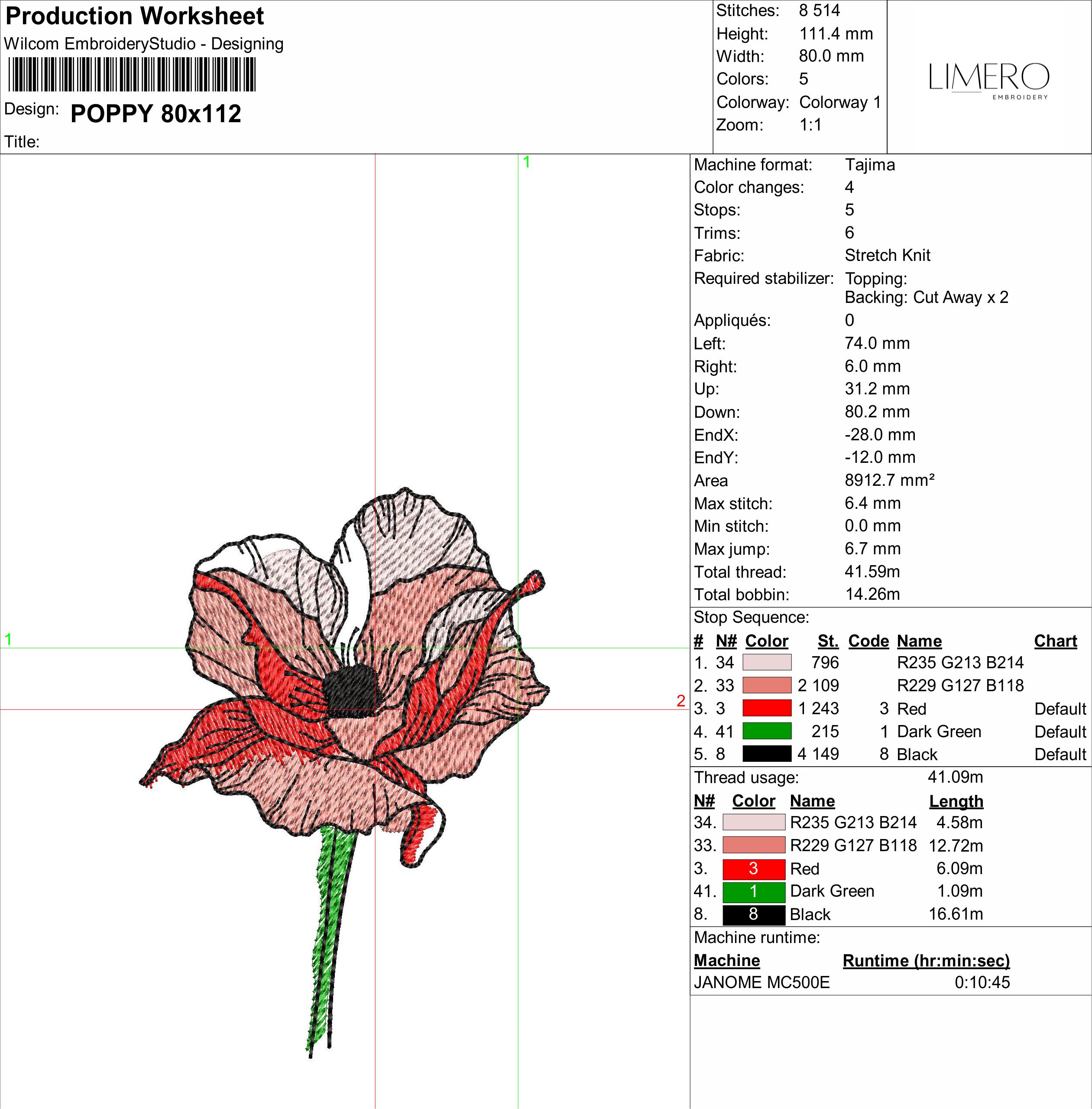Poppy Embroidery Design, Floral Machine Embroidery Design, Flowers ...