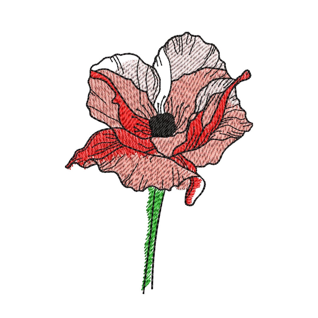 Poppy Embroidery Design, Floral Machine Embroidery Design, Flowers ...