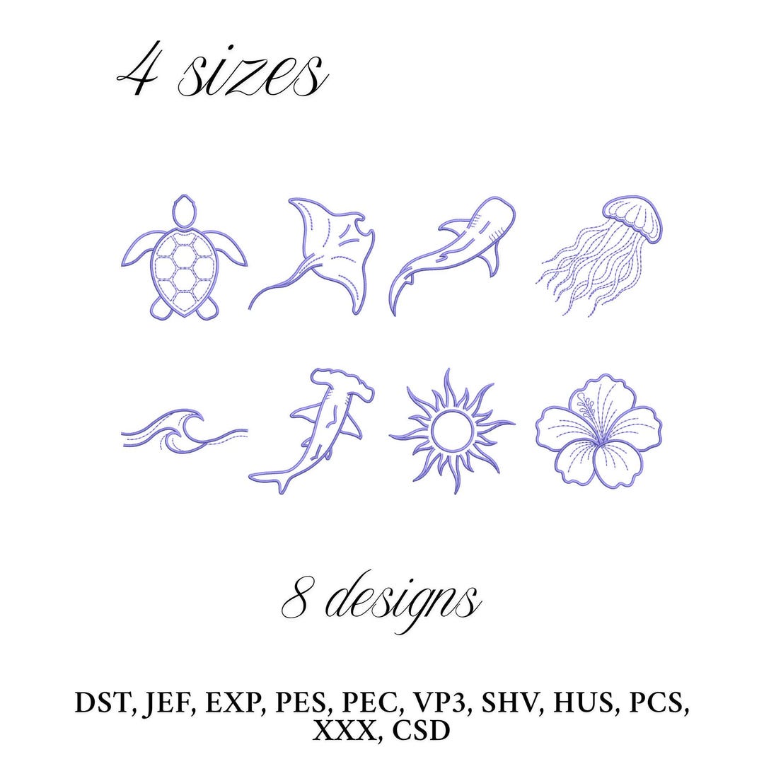 Marine Elements Bundle Embroidery Design, Sea Embroidery Machine File ...