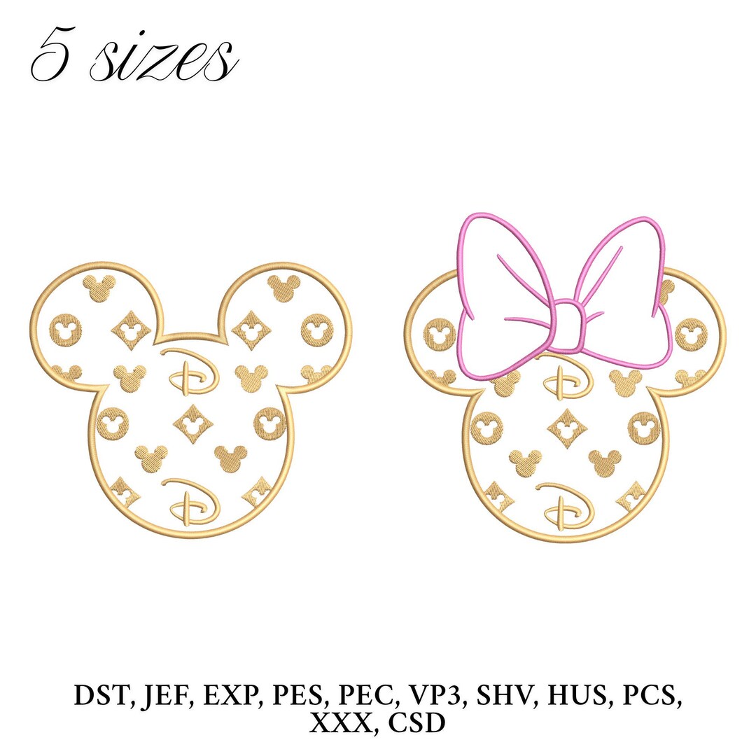 Mickey and Minnie Mouse Embroidery Design, Mickey and Minnie Head ...