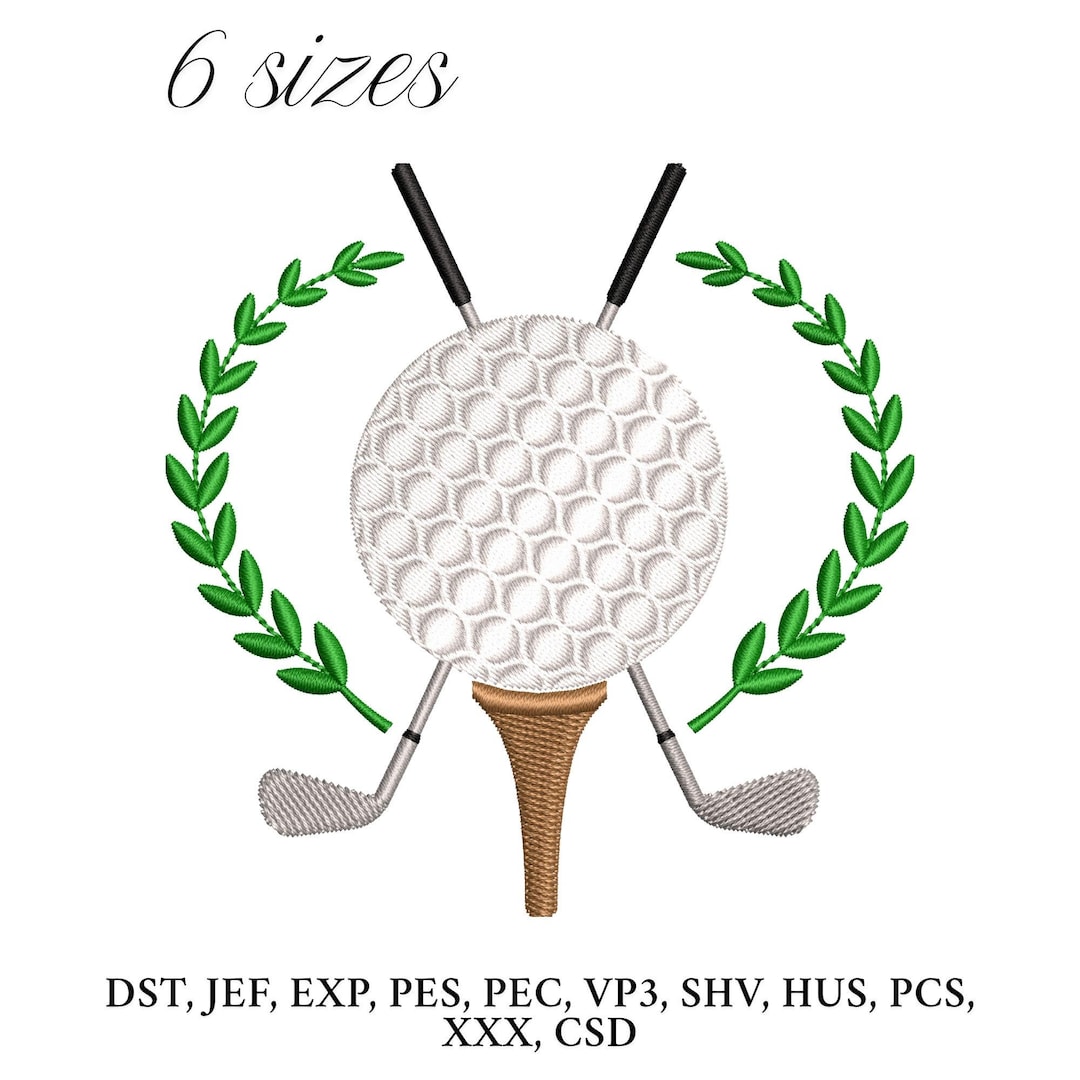 Golf Embroidery Design, Golf Clubs Embroidery Machine File, Golf Ball ...