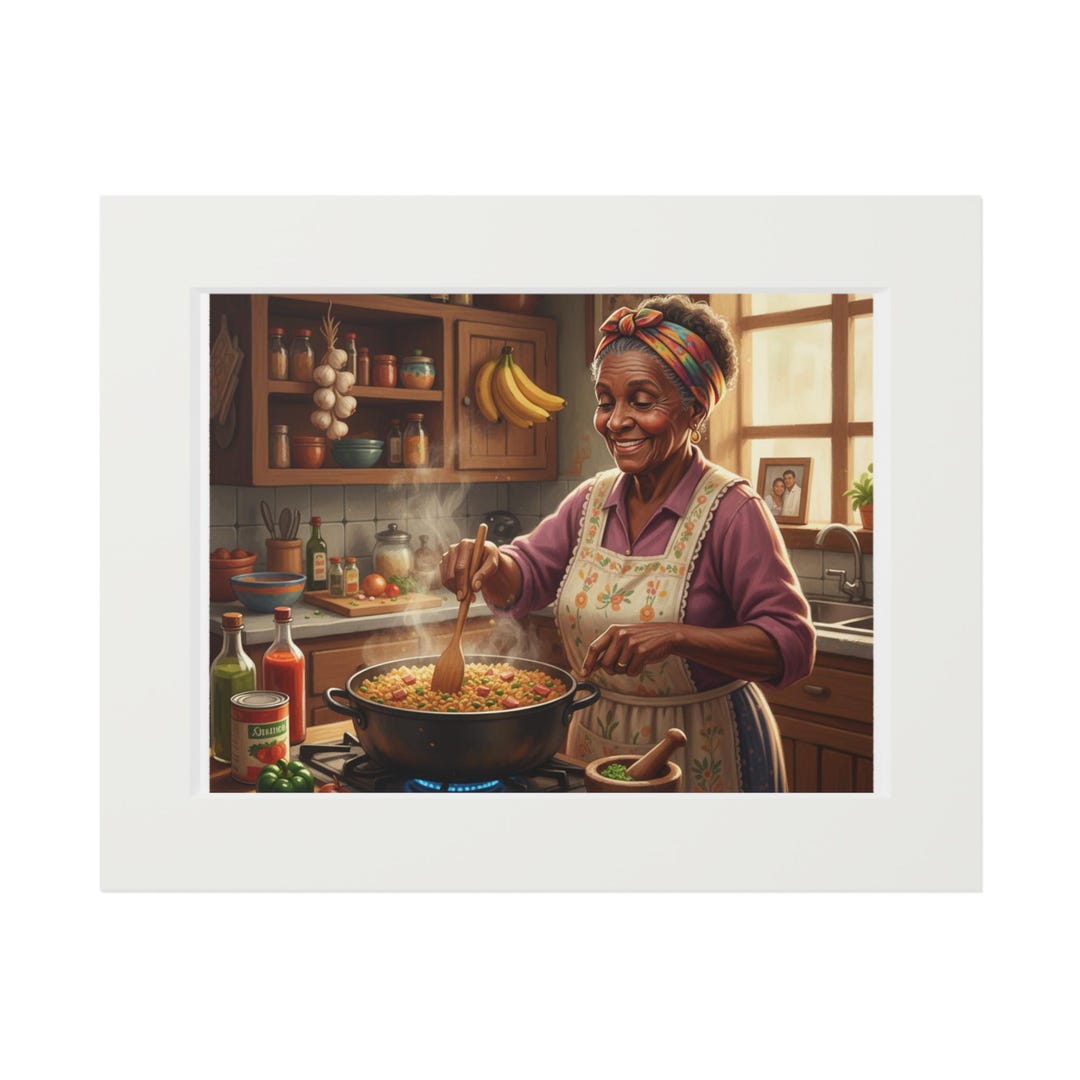 Puerto Rican Kitchen Art Abuela Cooking Wall Print Latin Food Heritage ...