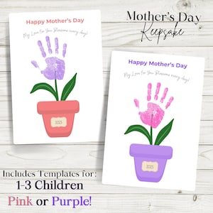Mothers Day Printable Handprint Flower Craft, DIY Keepsake Kid Activity ...