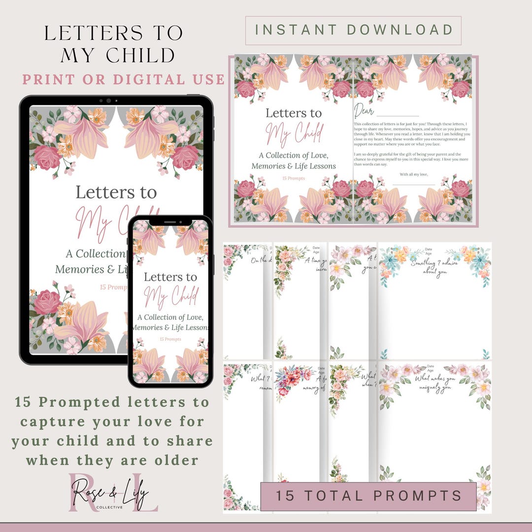 Letters to My Child Keepsake Journal | 15 Prompts (printable & Fillable ...