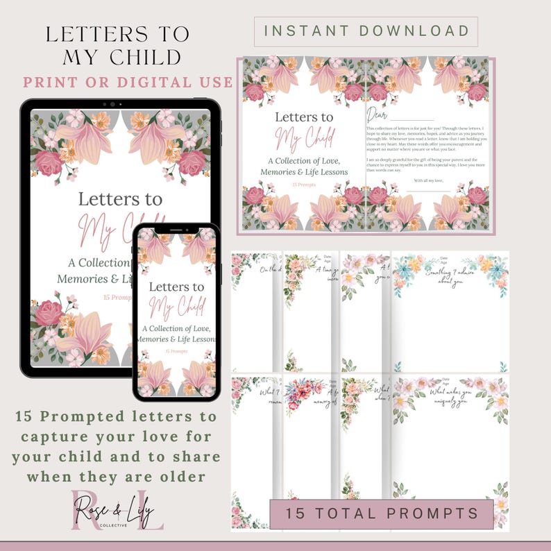 Baby Keepsake Letters to My Child Printable & Fillable| 15 Prompts ...