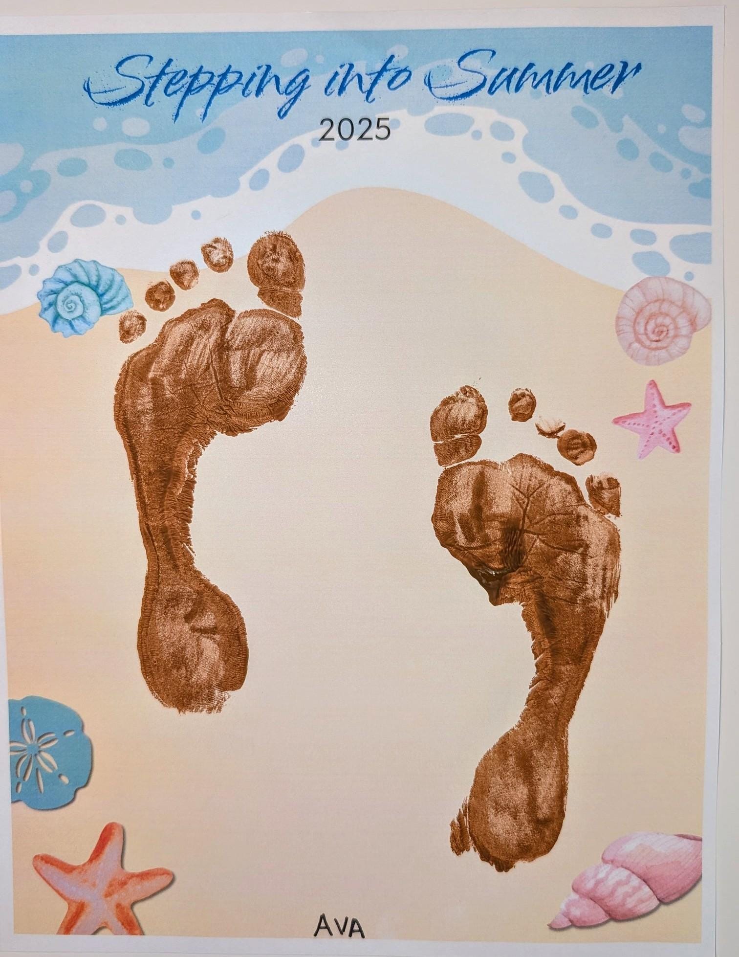 Toddler Printable | Beach Footprint Art Craft | Ocean Craft Keepsake ...