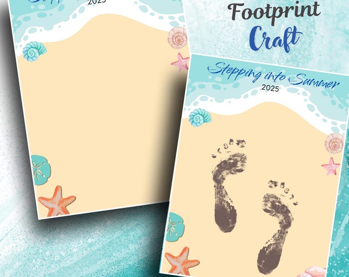 Toddler Printable | Beach Footprint Art Craft | Ocean Craft Keepsake ...