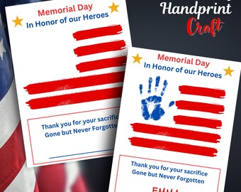 Memorial Day Craft Handprint Art-patriotic Kids Activity | Memorial ...