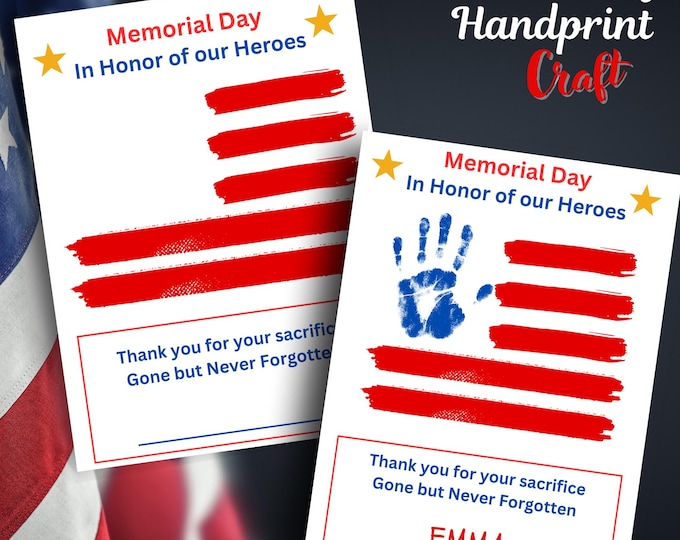 Memorial Day Craft Handprint Art-patriotic Kids Activity | Memorial ...