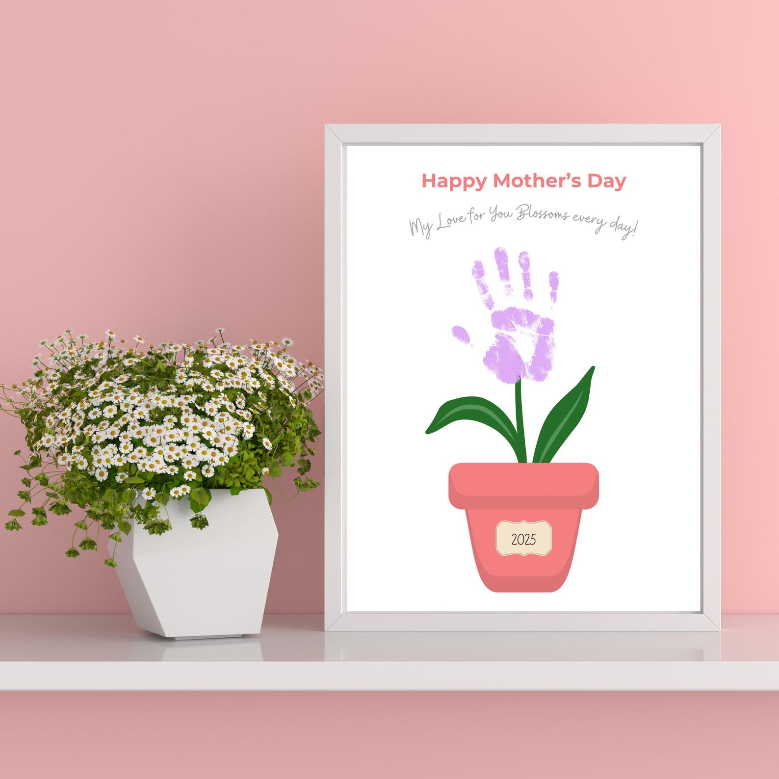 Mothers Day Printable Handprint Flower Craft, DIY Keepsake Kid Activity ...