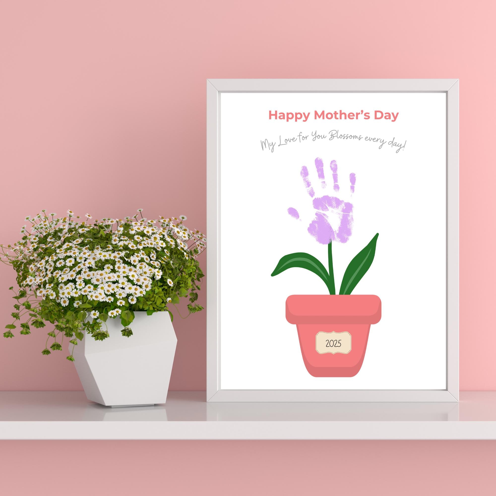Mothers Day Printable Handprint Flower Craft, DIY Keepsake Kid Activity ...