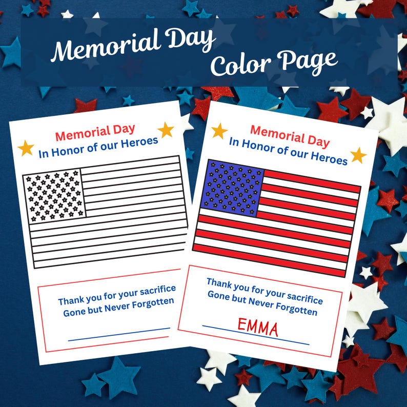 Toddler Printable Memorial Day Craft Handprint Art Patriotic Activity ...