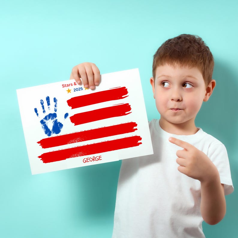 Toddler Printable American Flag Craft Handprint Art Patriotic Activity ...